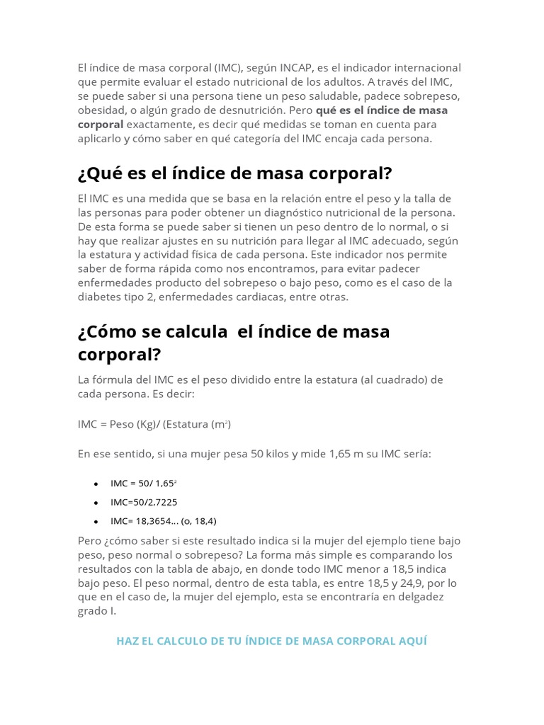 El Índice de Masa Corporal | PDF
