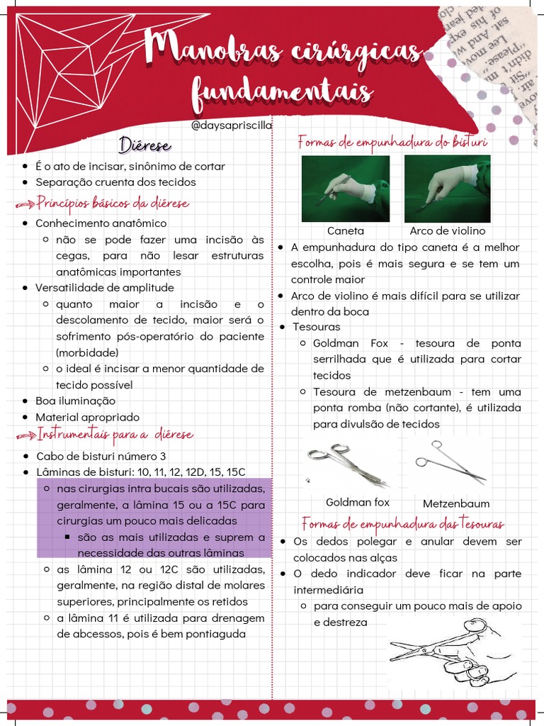 Princípios e Técnicas de Diérese Cirúrgica | PDF | Tesouras | Dente