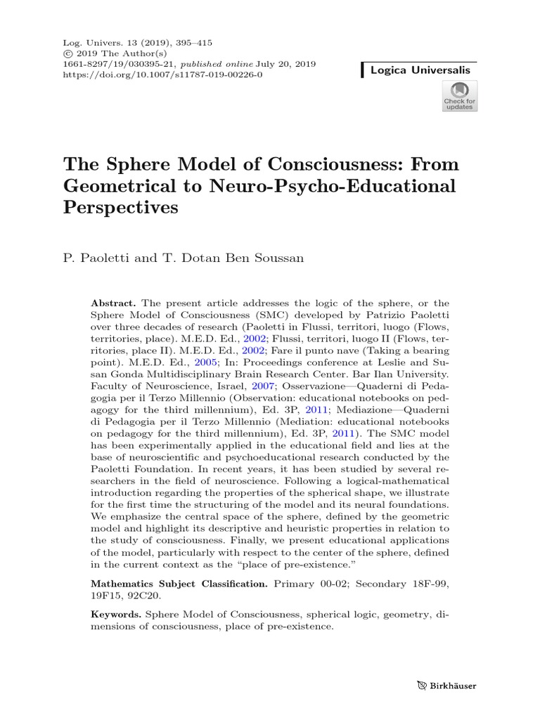 SphereModelofConsciousness NeuroPsychoEducation | PDF | Perception | Experience