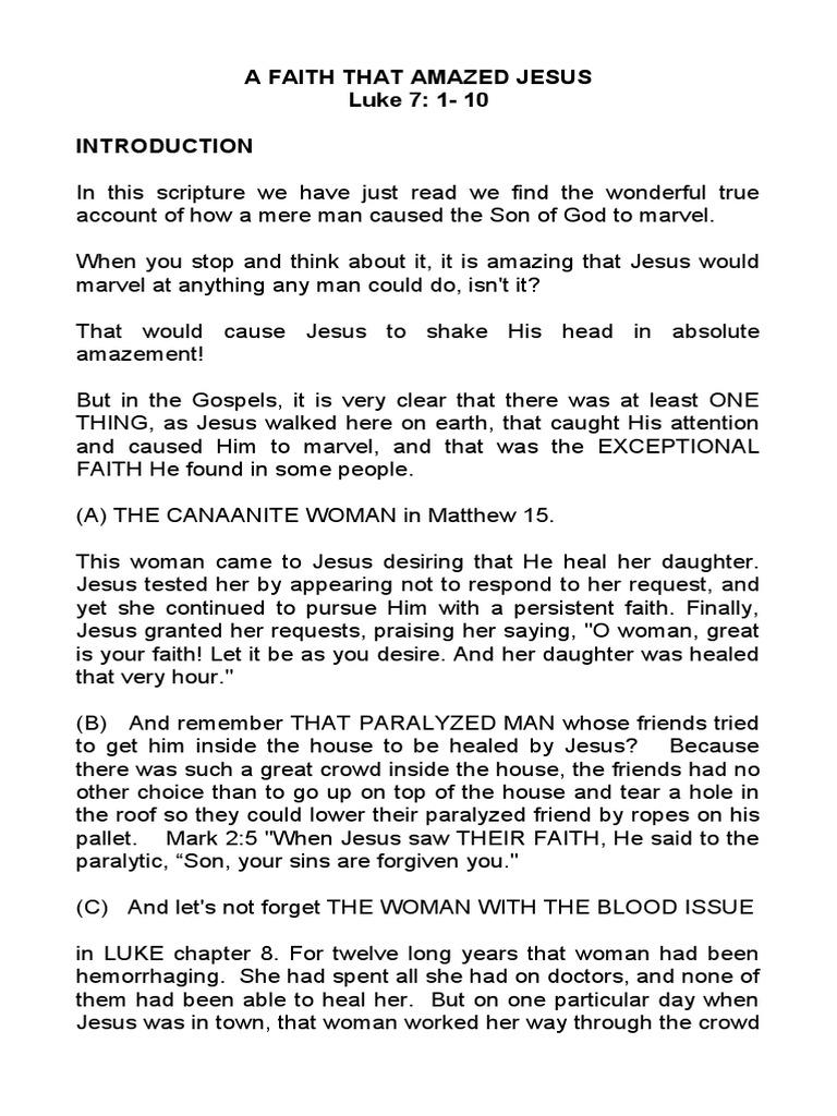 Centurion's Faith That Amazed Jesus | PDF | Humility | Jesus