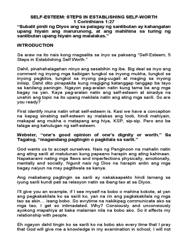 Self Esteem | PDF