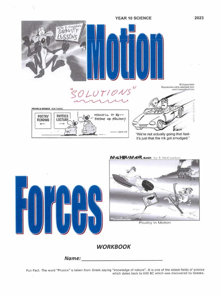 Motion Booklet SOLUTIONS | PDF