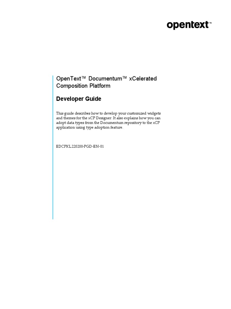OpenText Documentum Xcelerated Composition Platform CE 22.2 - Developer Guide English ...