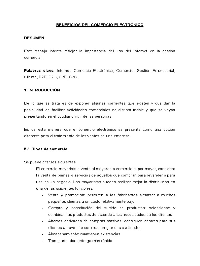 Tipos de Comercio Electrónico | PDF