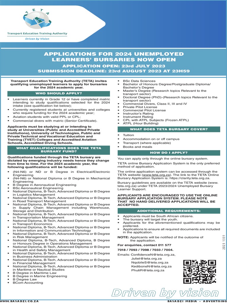 Approved - Bursaries - Adverts - (Colour) Teta | PDF | Academic Degree ...