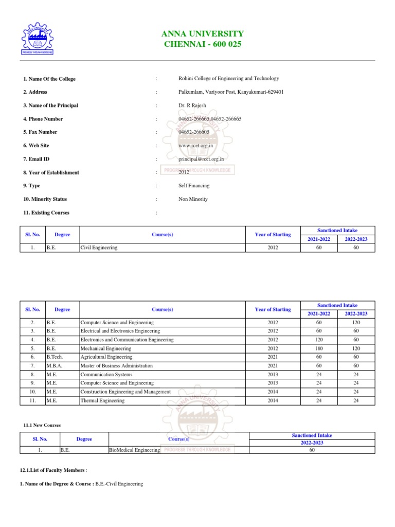 Rohini College of Engg. & Tech | PDF