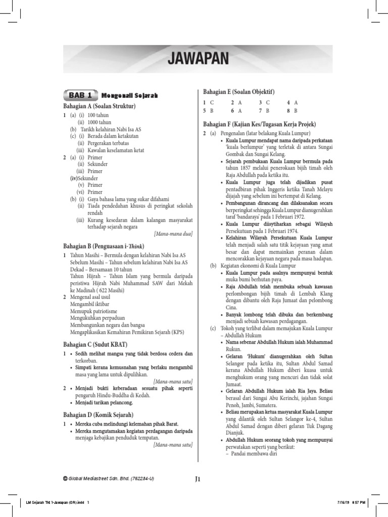 OPS A+sejarah TKT 1-Jawapan (QR) | PDF