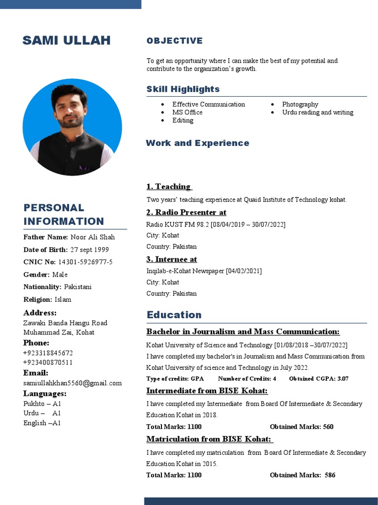 Sami Afridi CV | PDF