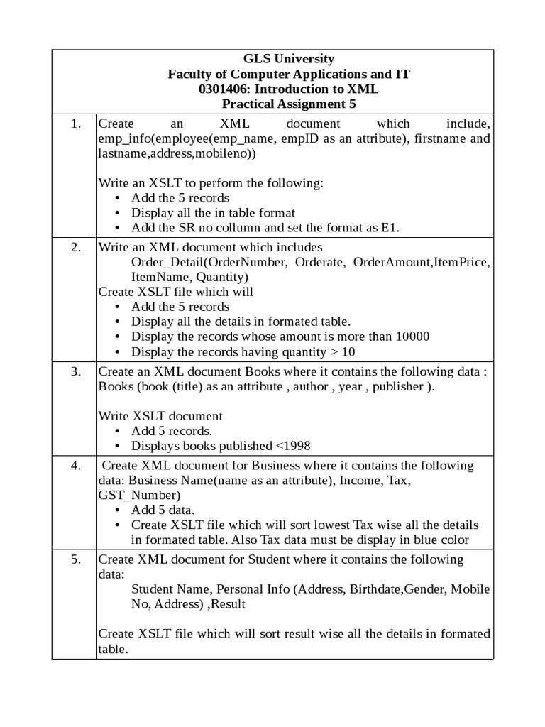 XML Unit-5 Assignment | PDF | Teaching Methods & Materials | Computers