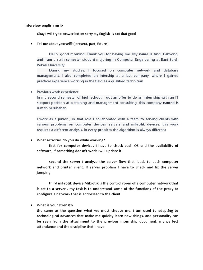 Script Interview English Msib2 | PDF | Server (Computing) | Computer ...