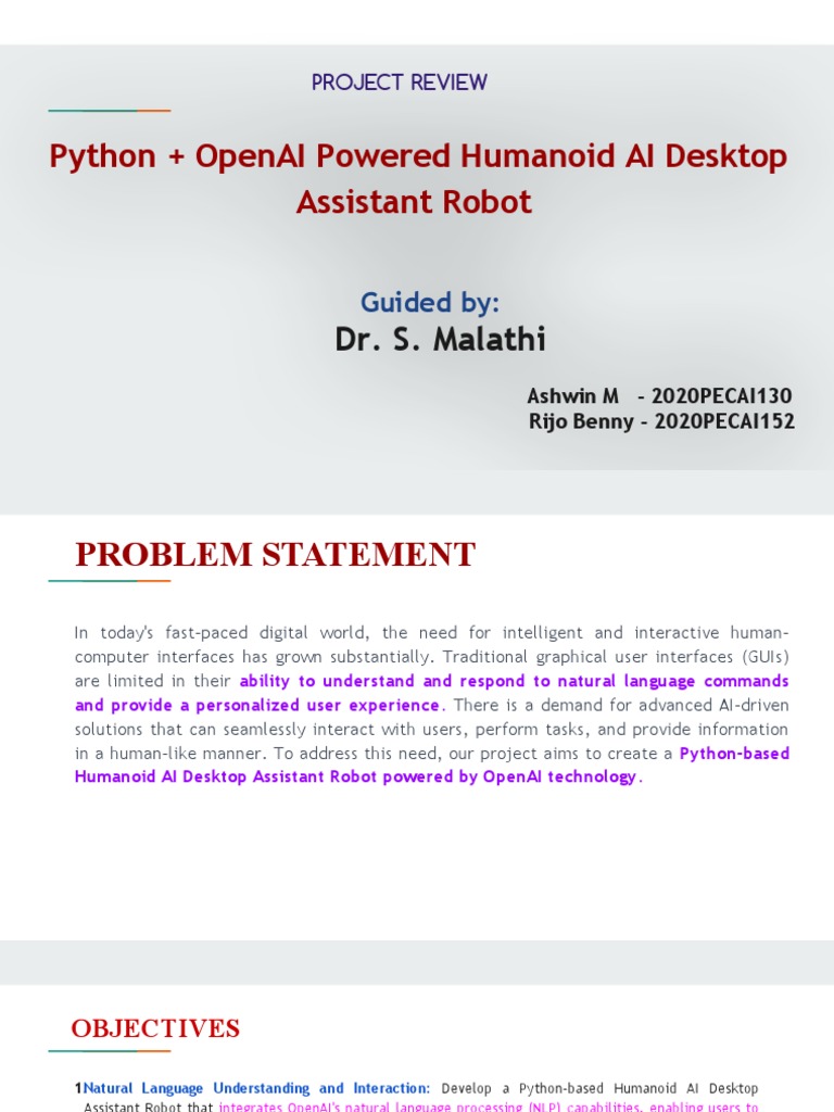 Python + OpenAI Powered Humanoid AI Desktop Assistant Robot Guided by - Dr. S. Malathi - Ashwin ...
