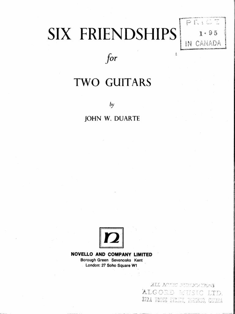 John W Duarte - Six Friendships For Two Guitars | PDF
