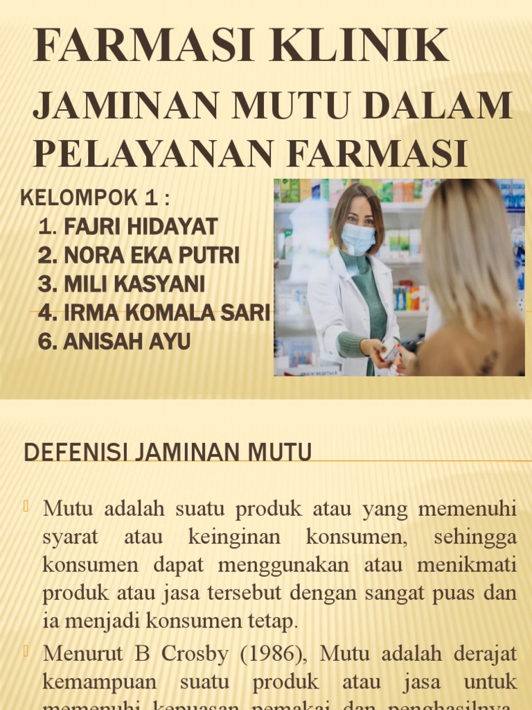 Jaminan Mutu Pelayanan Farmasi | PDF