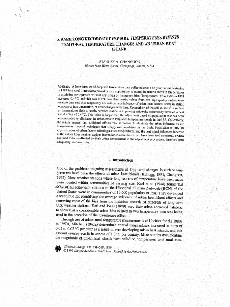 Changnon 1999, A Rare Long-Term Record | PDF