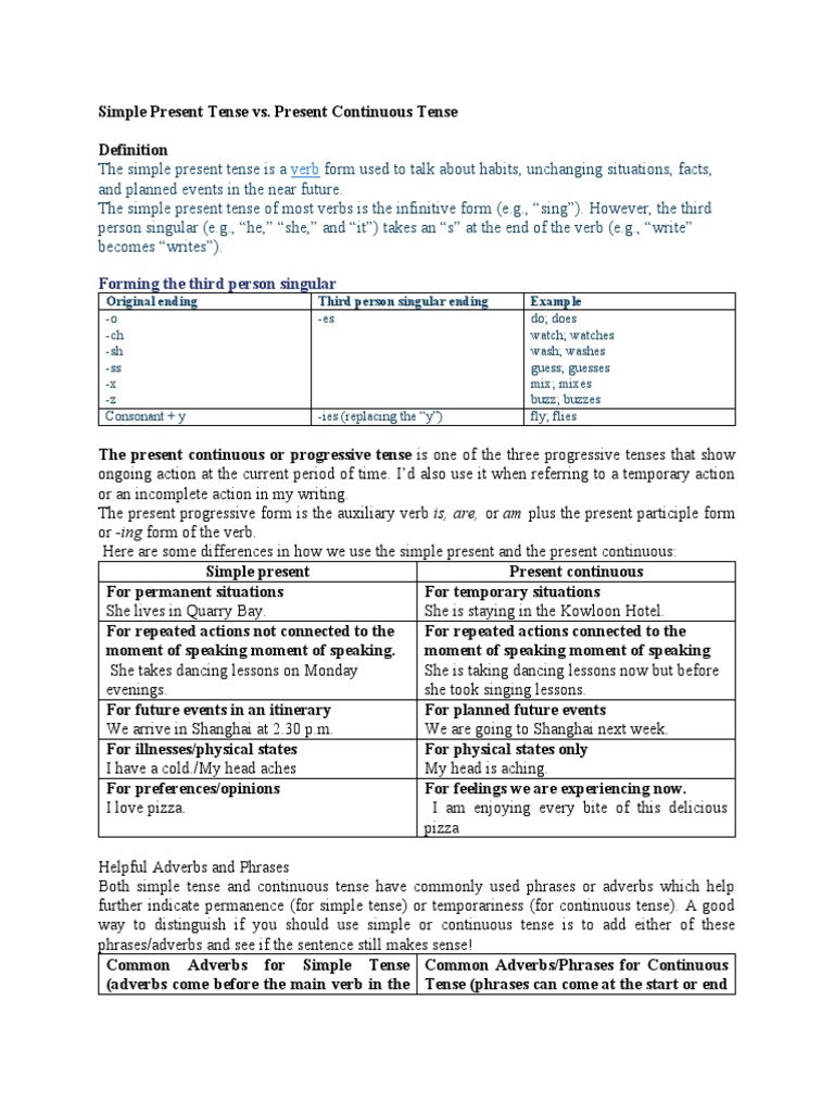 Simple Present Tense Vs Continious | PDF | Grammatical Tense | Verb