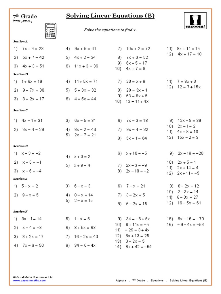 Algebra.Equations.Solving Linear Equations | PDF