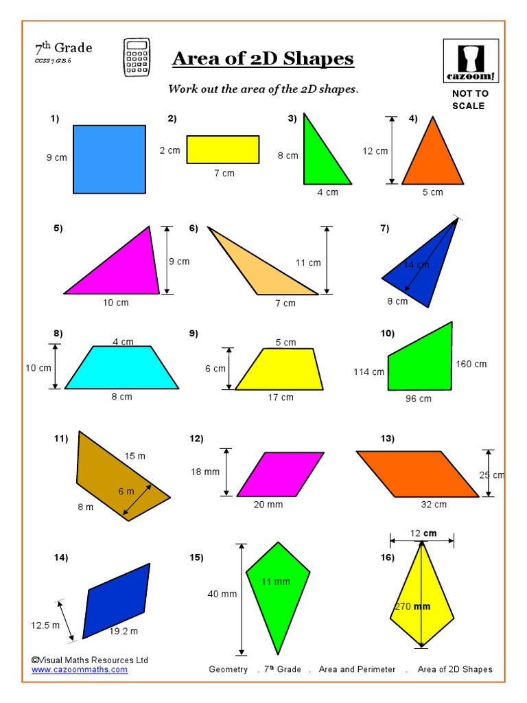 Geometry - Area and Perimeter - Area of 2D Shapes | PDF