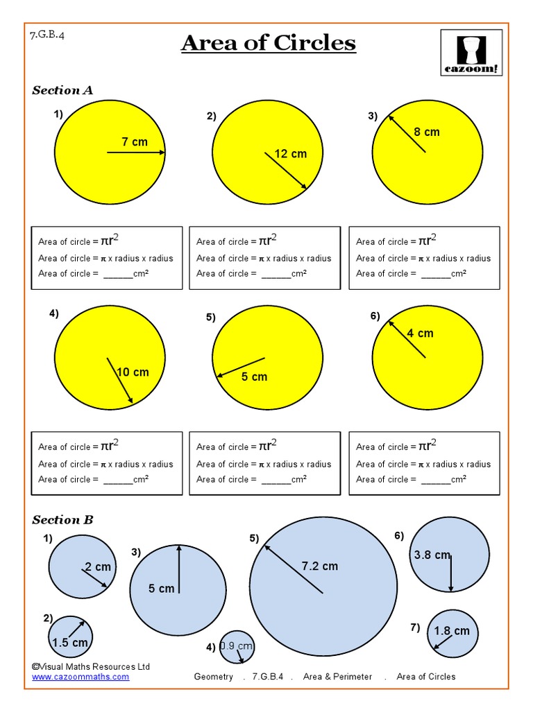 Geometry - Circles.Area of Circles | PDF | Area | Circle