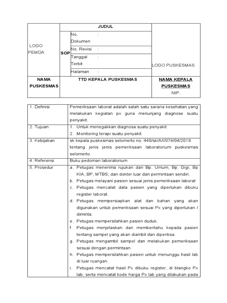 3913 A Spo Pemeriksaan Lab | PDF