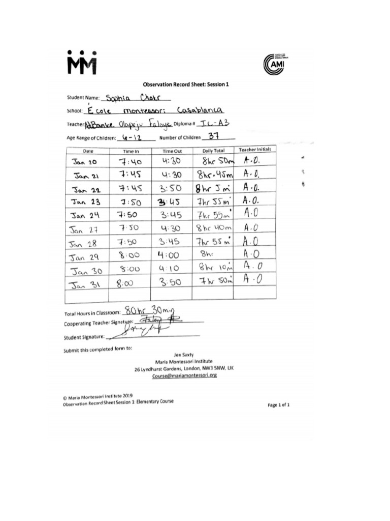 Observation Week 1 | PDF | Classroom