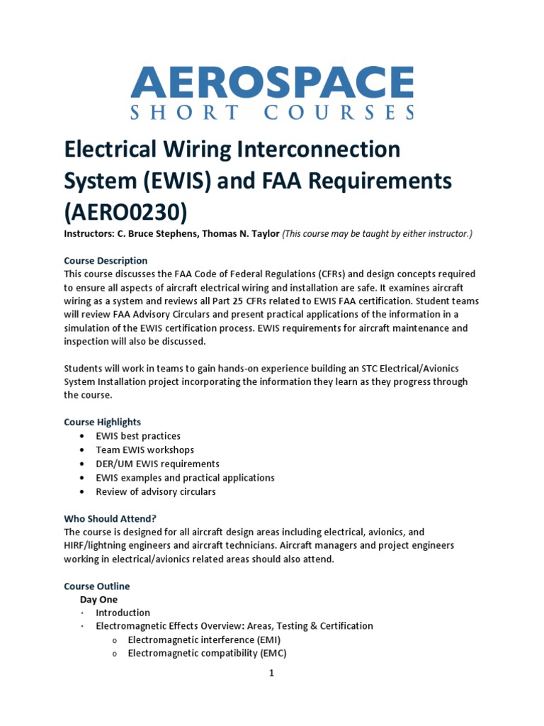EWIS & FAA Requirements | PDF | Electrical Engineering | Aviation