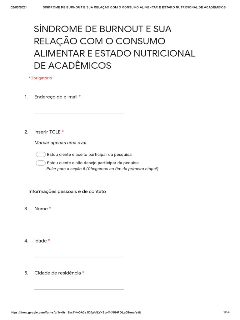 Questionário BURNOUT - PDF | PDF
