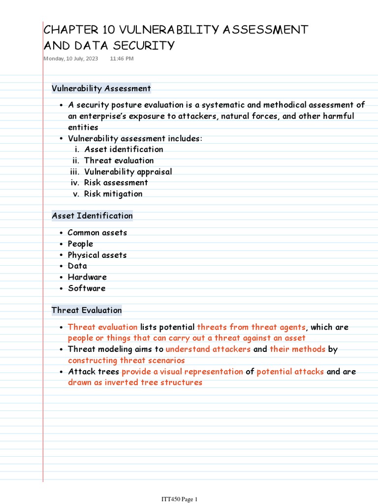 Chapter 10 Vulnerability Assessment and Data Security | PDF