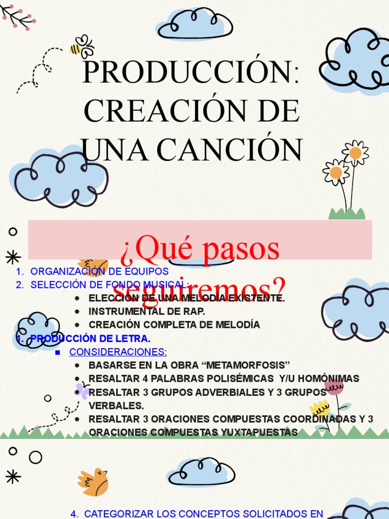 Creación de Canción - Evaluación - 3er Año | PDF | Oración (Lingüística ...