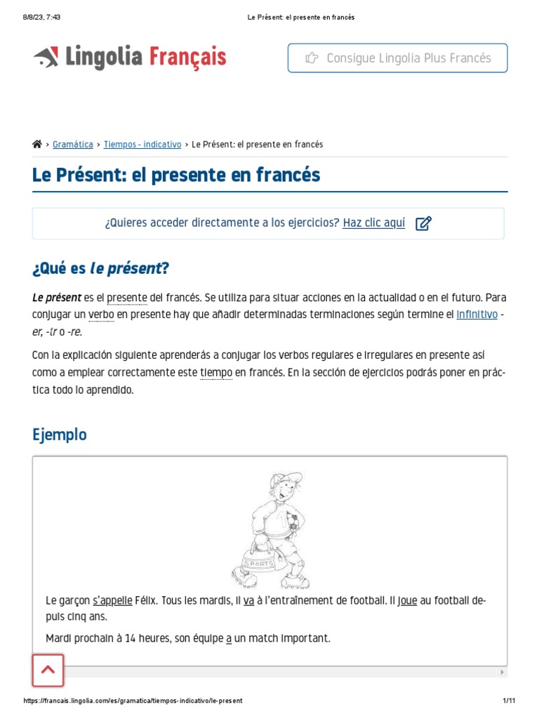 Le Présent - El Presente en Francés | PDF | Verbo | Idioma francés