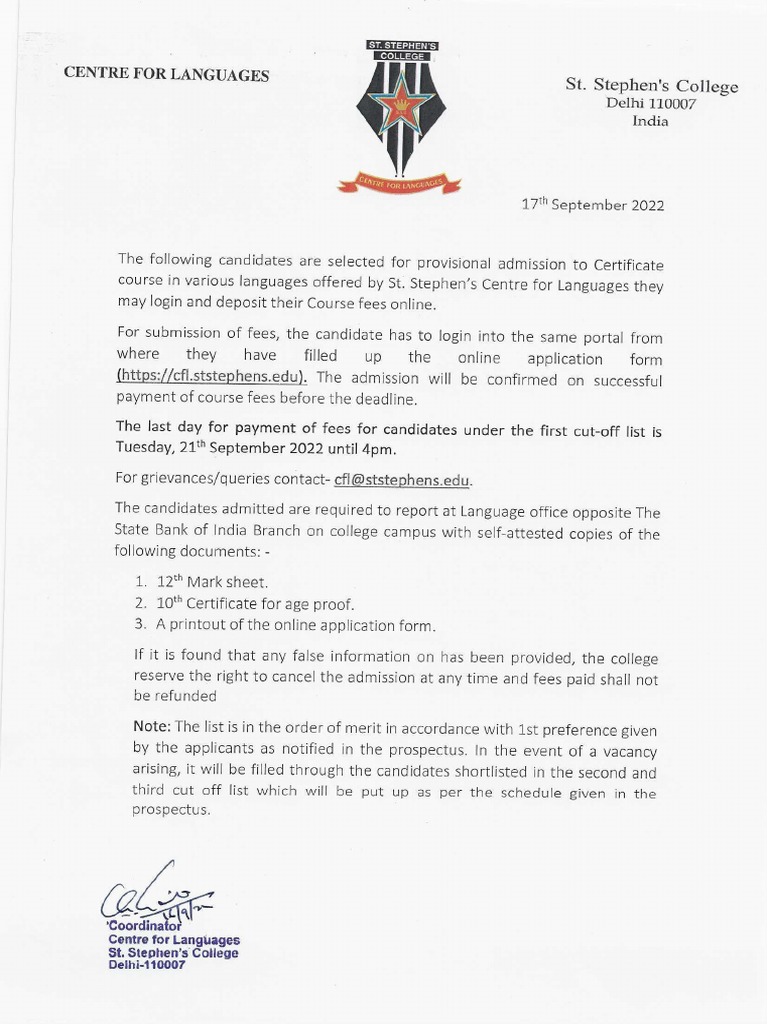 CFL-1st-cutoff-list - 2022 | PDF