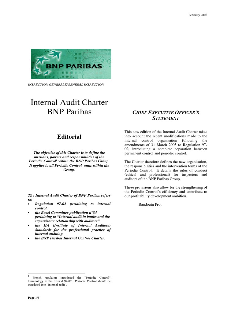 BNP Paribas Internal Audit Guide | PDF | Finance & Money Management