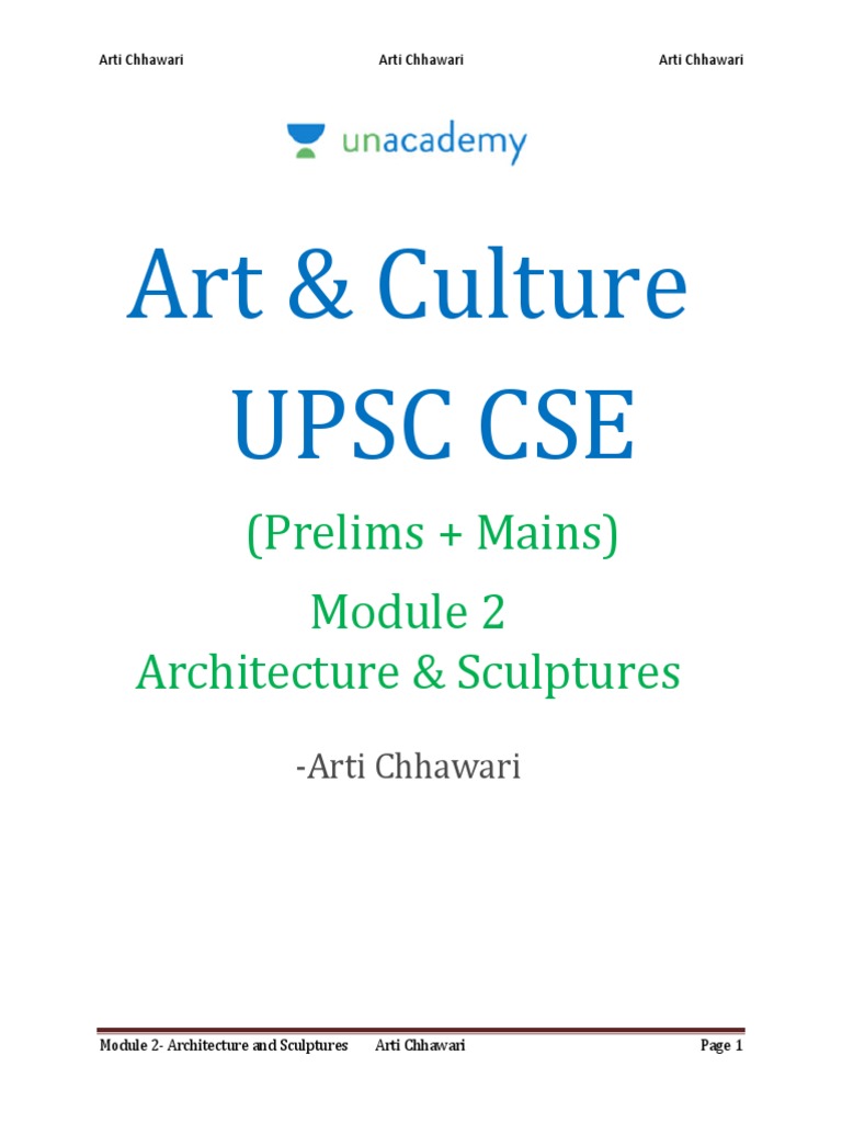 Art & Culture Upsc Cse: (Prelims + Mains) Architecture & Sculptures | PDF