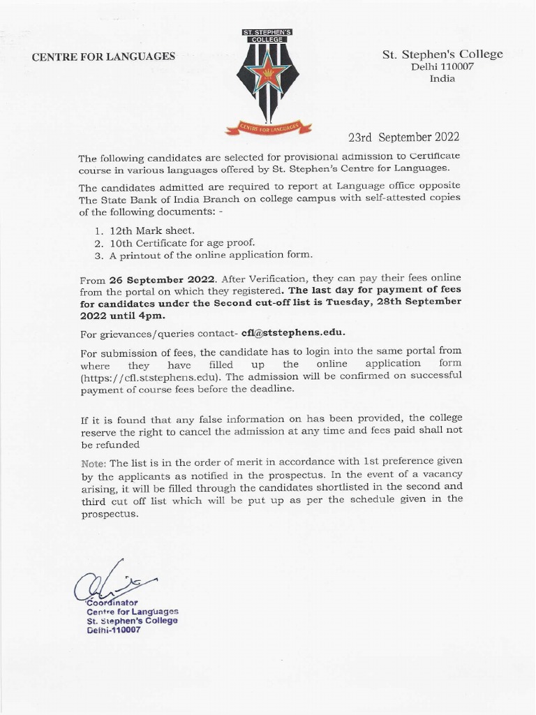 Second Cut Off List | PDF