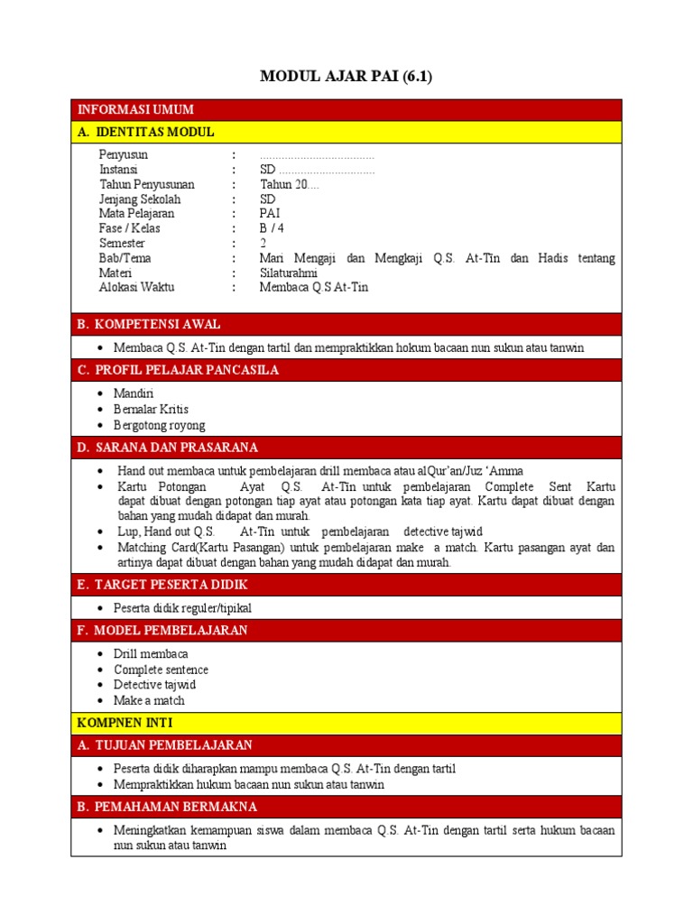 1 - Modul Ajar Kls IV SMT 2 Bab 6 | PDF