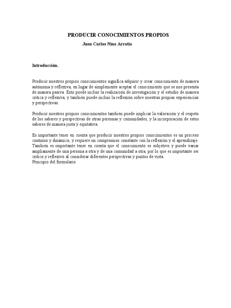 Producir Conocimientos Propios | PDF | Crecimiento personal y ...