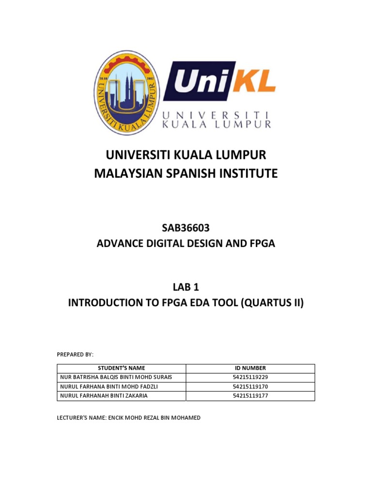 Lab 1 Fpga | PDF | Field Programmable Gate Array | Logic Gate
