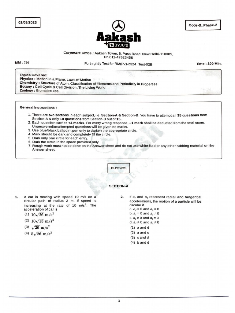 FT-02 (RM Phase-02) @DefeatNEET | PDF