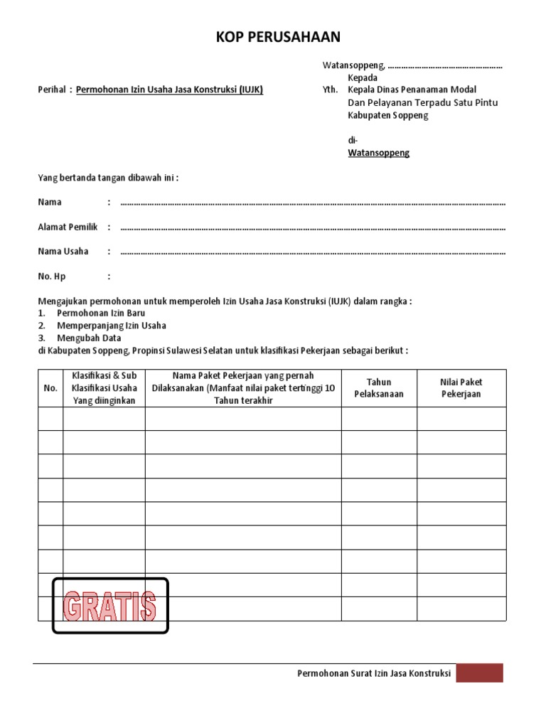 Surat Izin Usaha Jasa Konstruksi (IUJK) | PDF