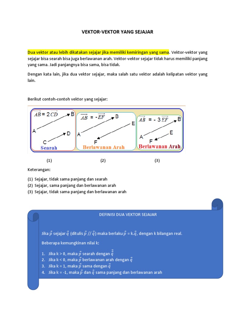 Vektor Sejajar | PDF | Seni & Disiplin Bahasa | Metode & Bahan Ajar