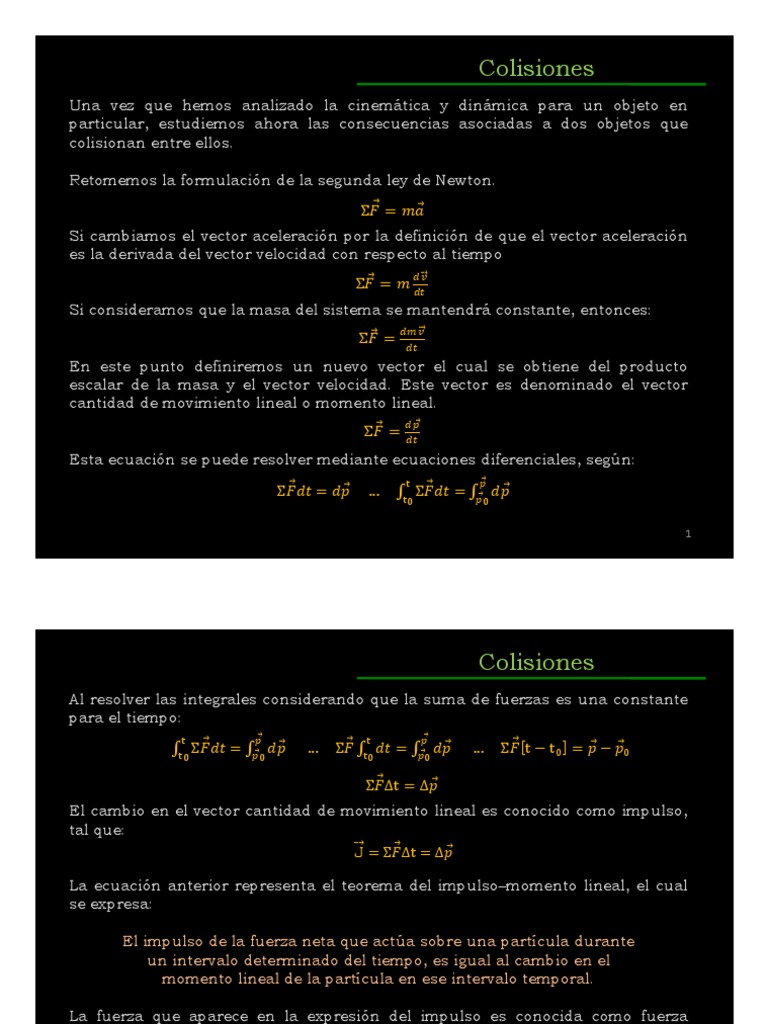 Clase 23. Colisiones | PDF | Fuerza | Impulso