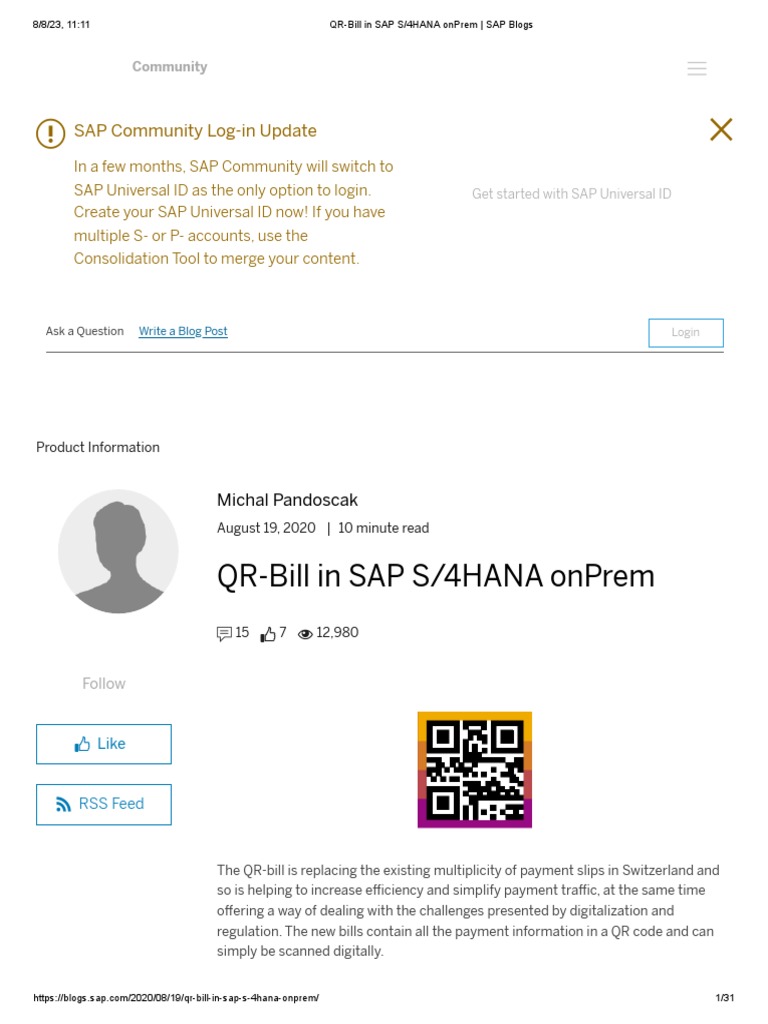 Qr-Bill in Sap S - 4hana Onprem - Sap Blogs | PDF | Business | Computers