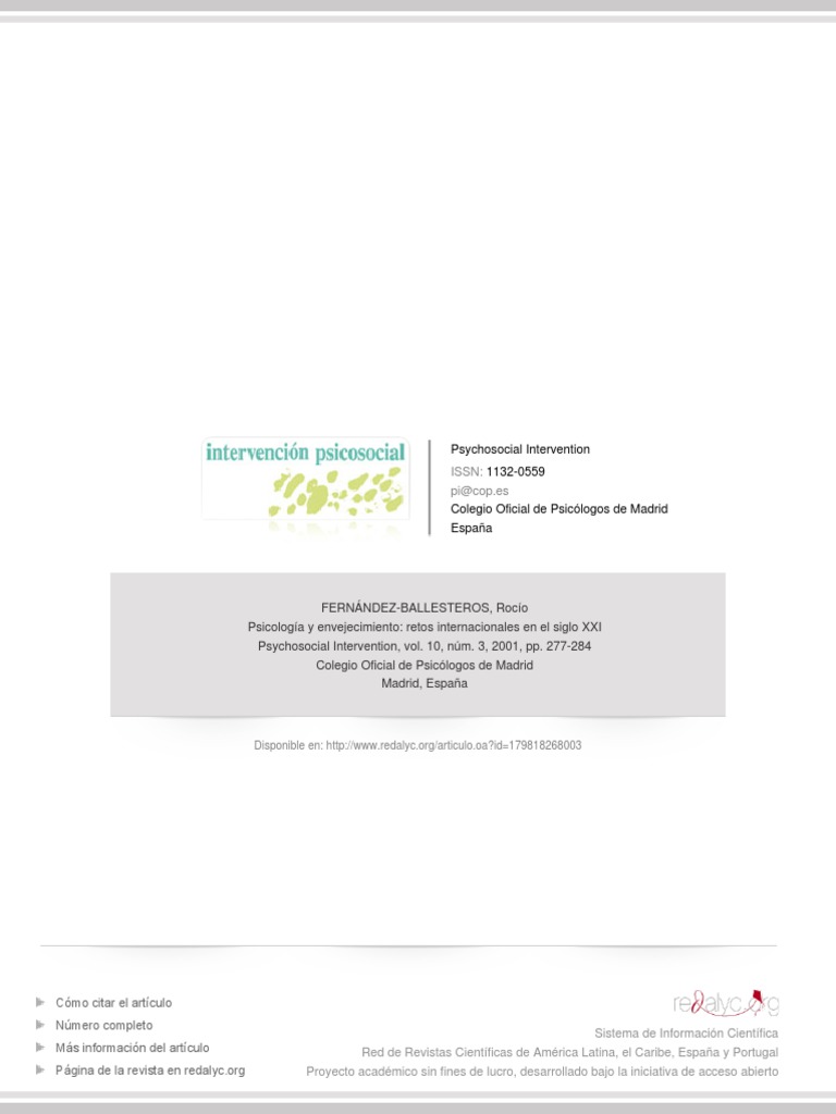 Fernandez Ballesteros | Descargar gratis PDF | Sicología | Vejez