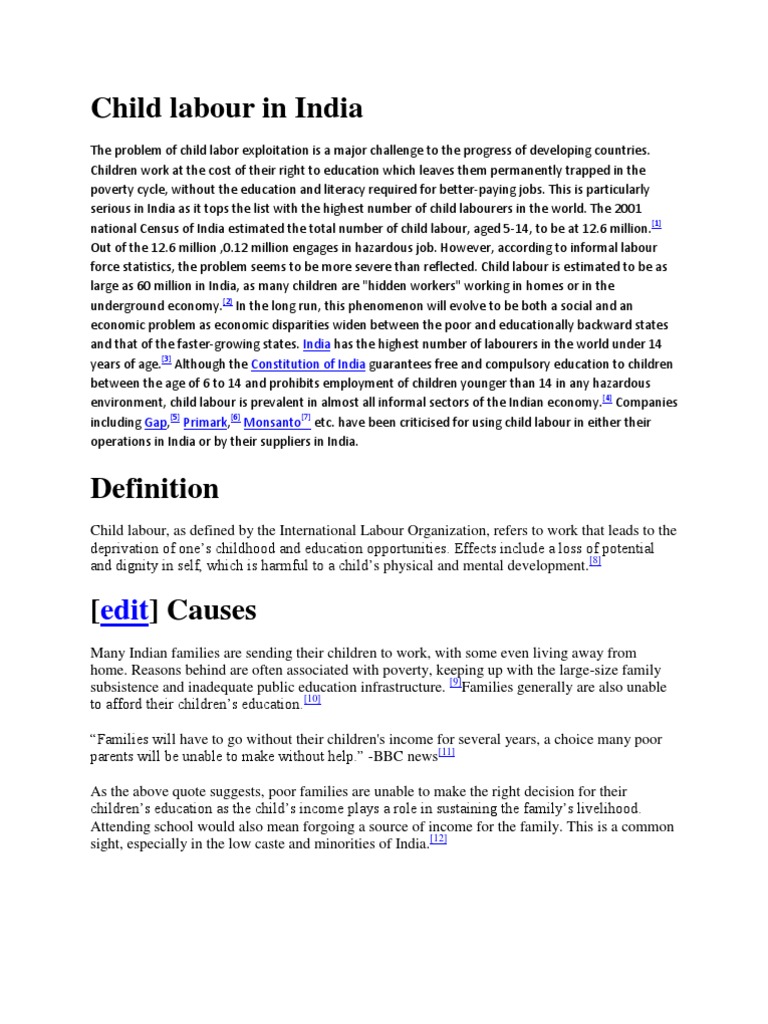 Child Labour in India | PDF | Child Labour | Workforce