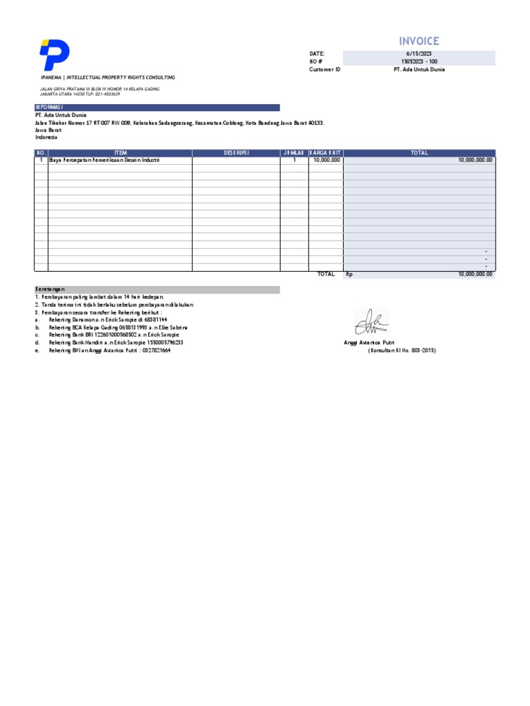 Invoice PT. Ada Untuk Dunia | PDF