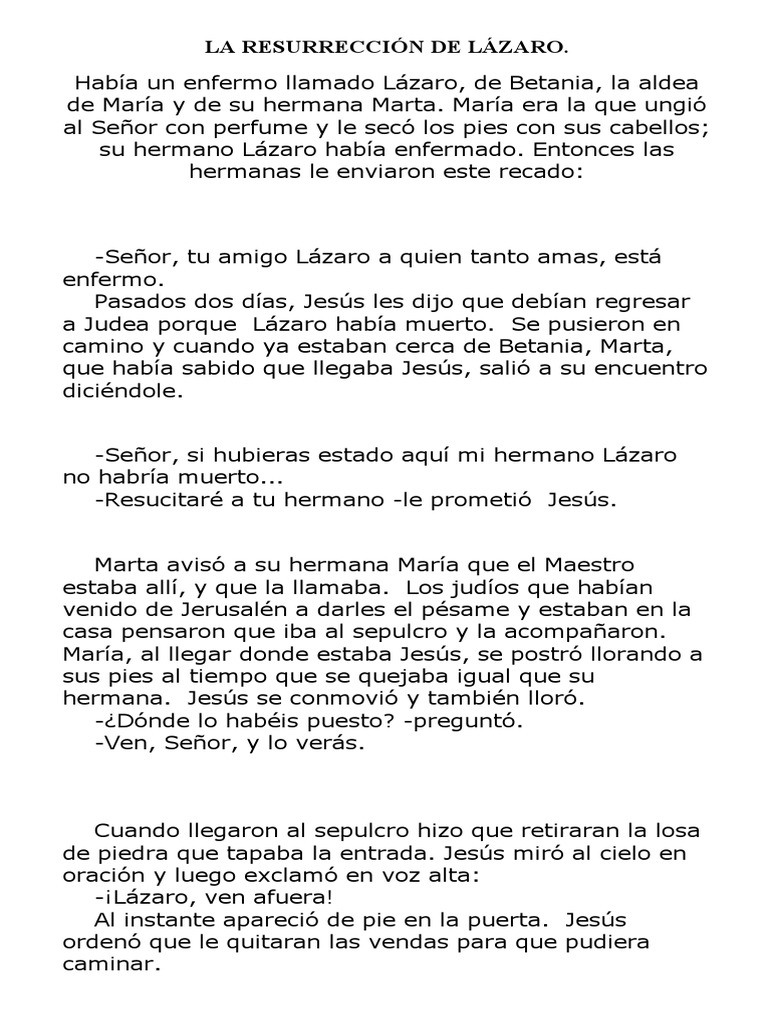 LA RESURRECCIÓN DE LÁZARO | PDF | Lázaro De Betania