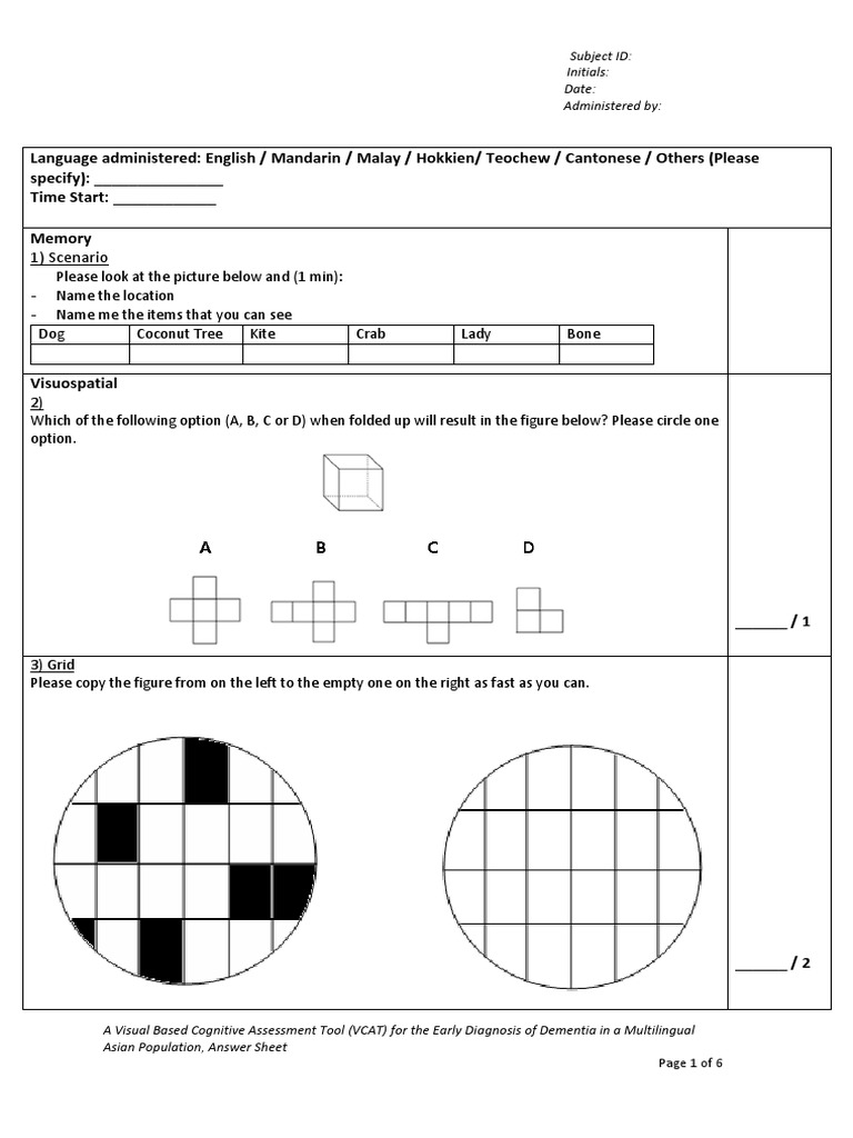 VCAT Response Form | PDF | Cognition | Dementia