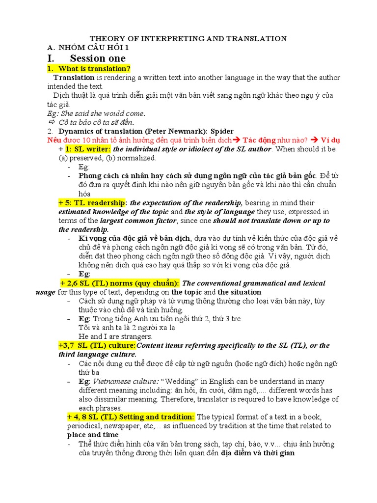 The Theory of Translation Homework and Take Notes | PDF