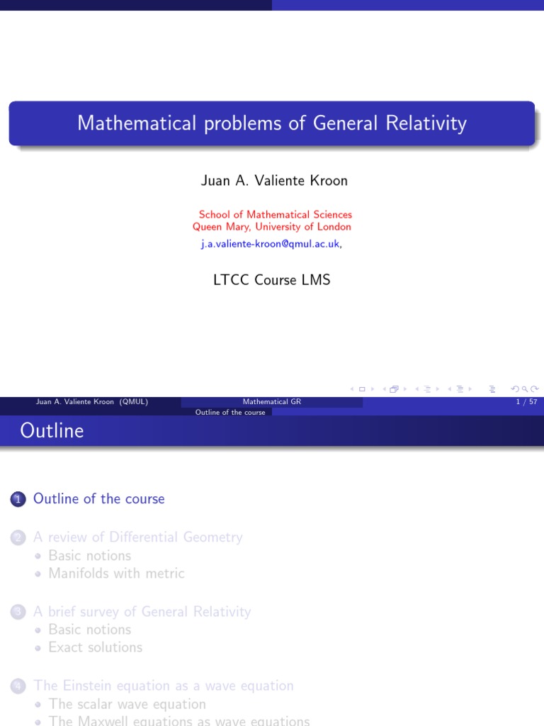 LT CC Slides Lecture 1 | PDF | General Relativity | Differentiable Manifold