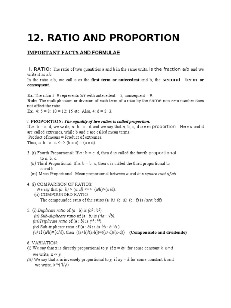 Ratio and Proportion Concepts | PDF