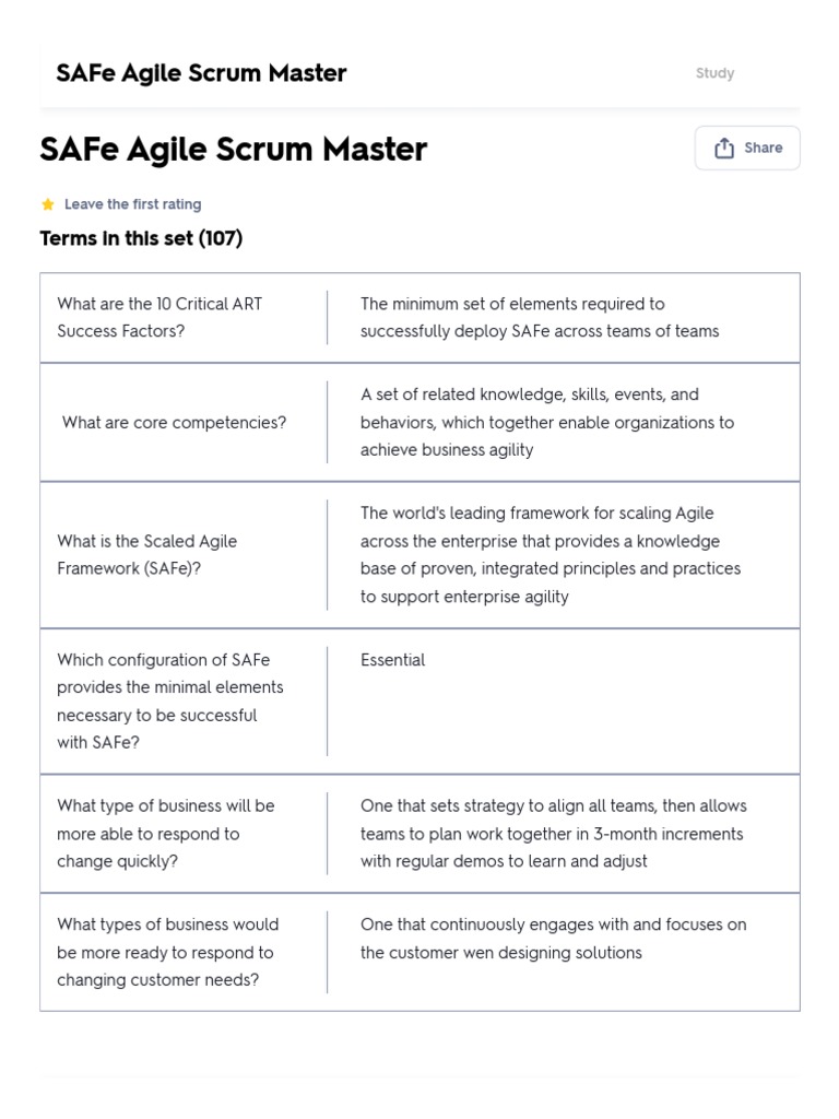 SAFe Agile Scrum Master Material | PDF